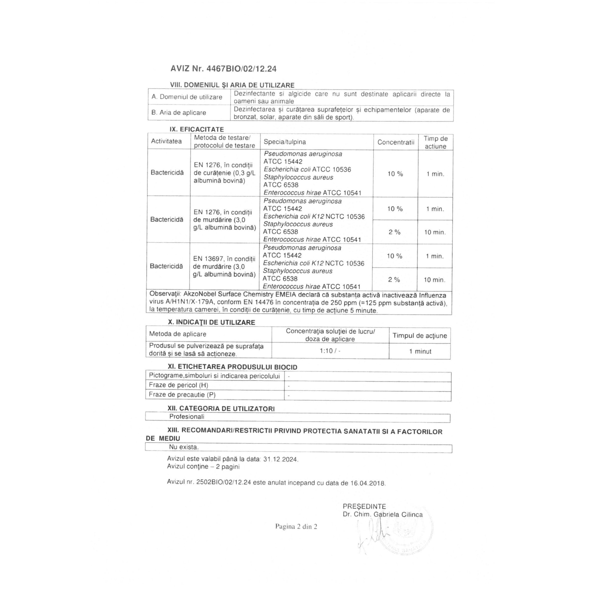 Dezinfectant pentru toate tipurile de suprafete concentrat 1L,biocid ...