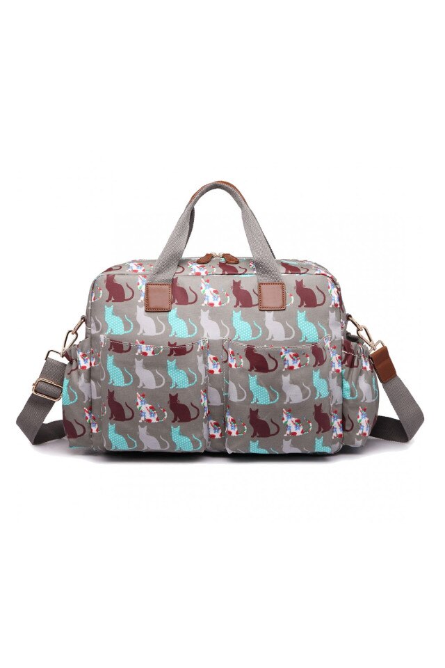 Set Geanta de Maternitate Miss Lulu din Piele ecologica Gri, 37 * 27 ...