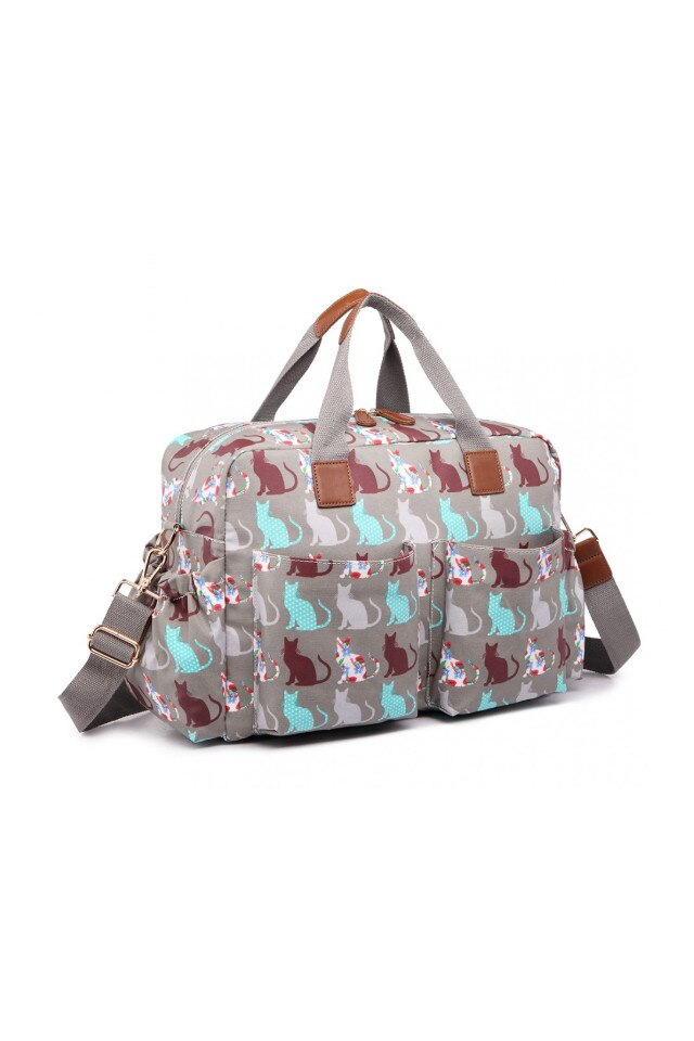 Set Geanta de Maternitate Miss Lulu din Piele ecologica Gri, 37 * 27 ...