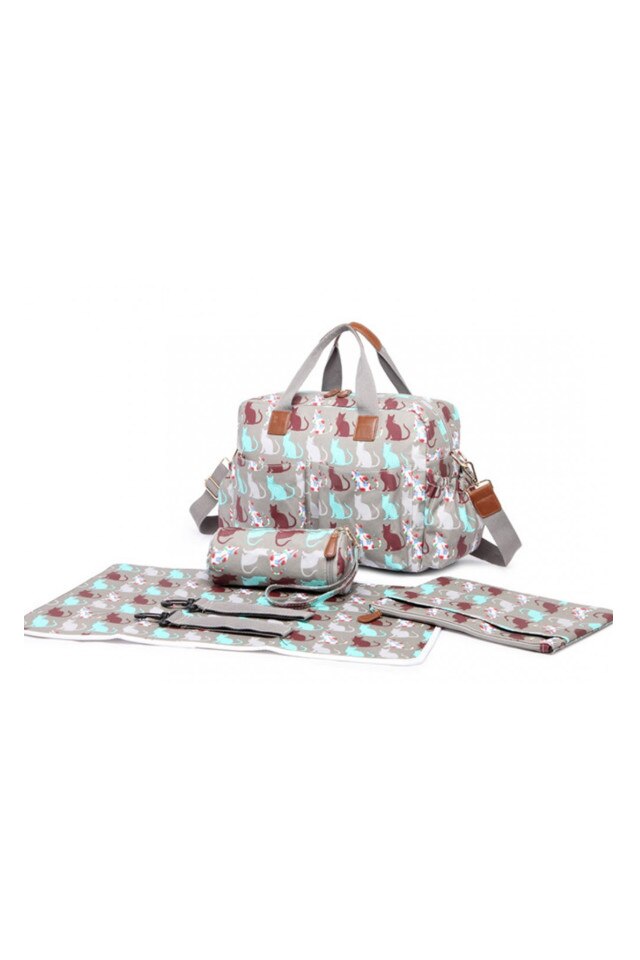 Set Geanta de Maternitate Miss Lulu din Piele ecologica Gri, 37 * 27 ...