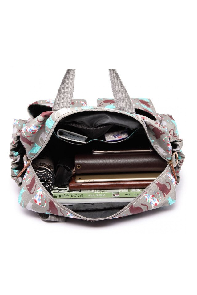 Set Geanta de Maternitate Miss Lulu din Piele ecologica Gri, 37 * 27 ...