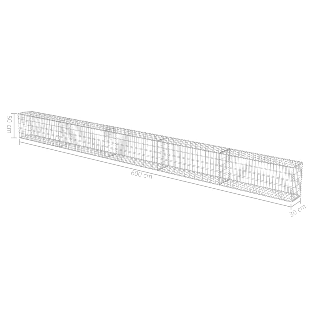 Gabion perete cu capace vidaXL, 600 x 30 x 50 cm, otel galvanizat 30.15 ...