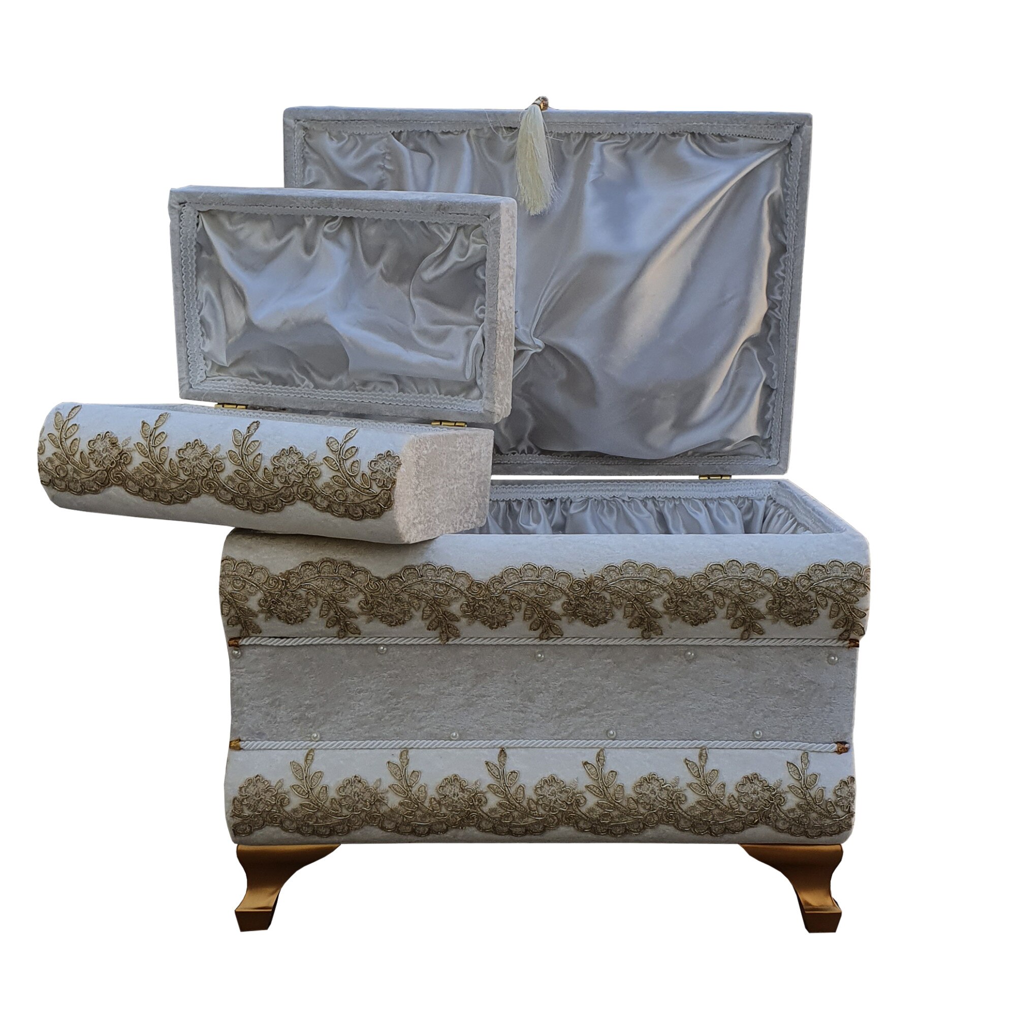 Taburet dreptunghiular MPT pentru dormitor/living/hol Alb - eMAG.ro