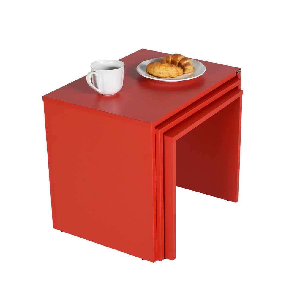 Set 3 Masute Cafea Zigon Adore, Rosu, 55x47x40 Cm - eMAG.ro
