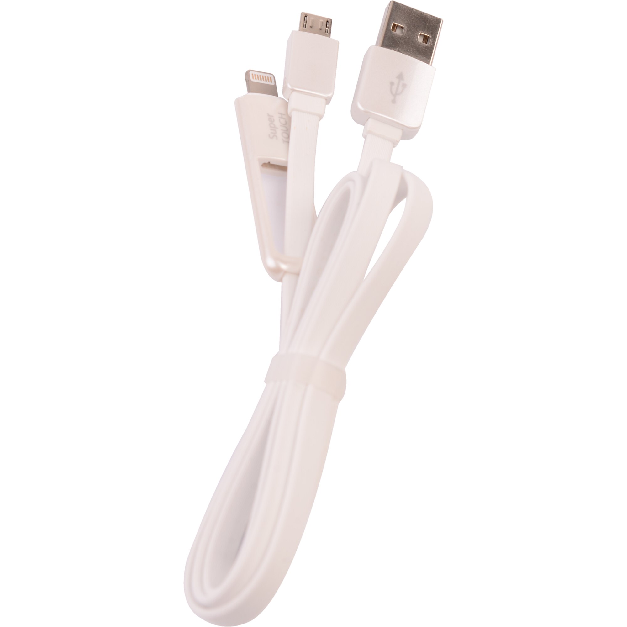 Cablu 2 in 1 Super TOUCH, Micro USB/Ligtning, 1 m, Alb - eMAG.ro