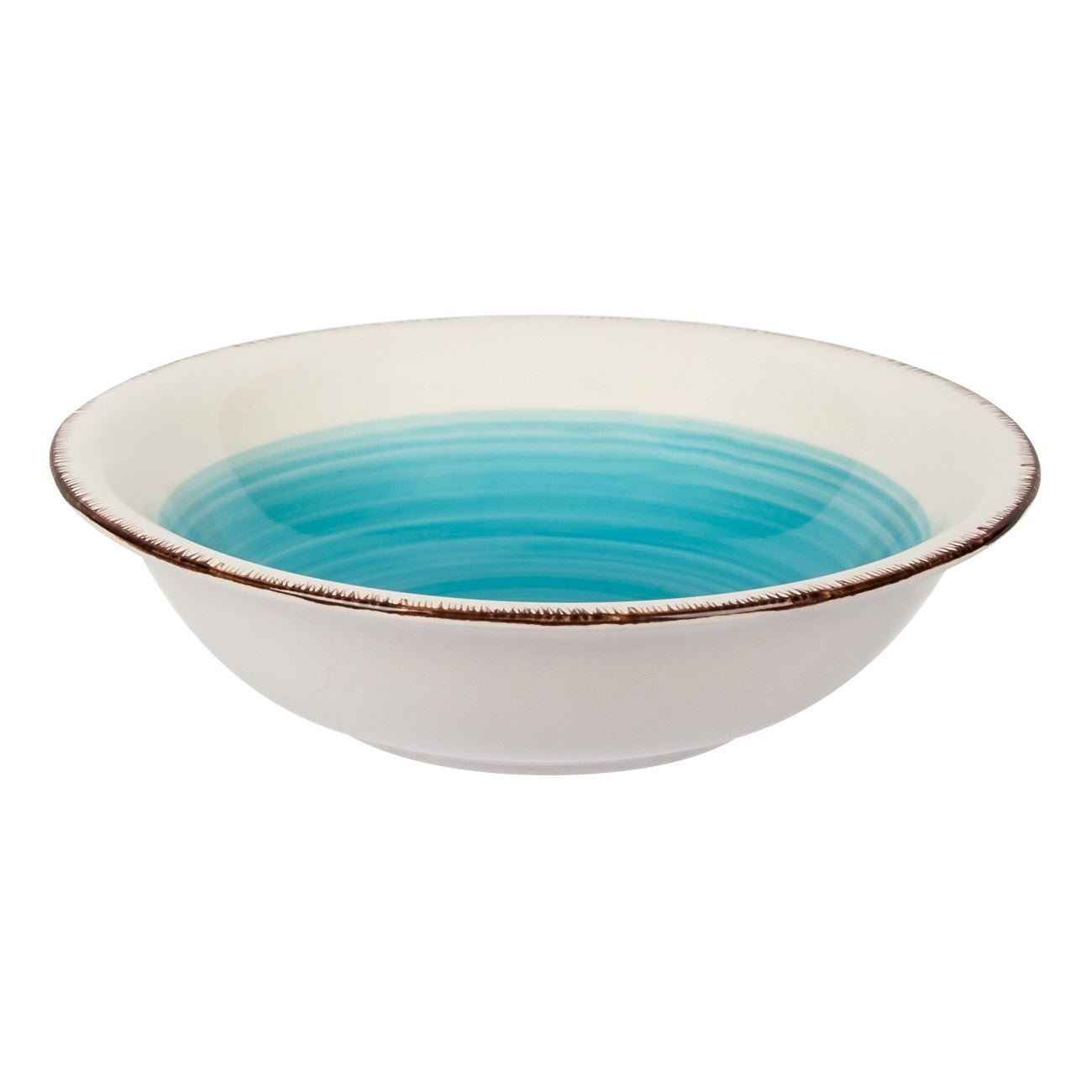 Castron ceramica cu margine rosie si spirala albastra, Maison du ...