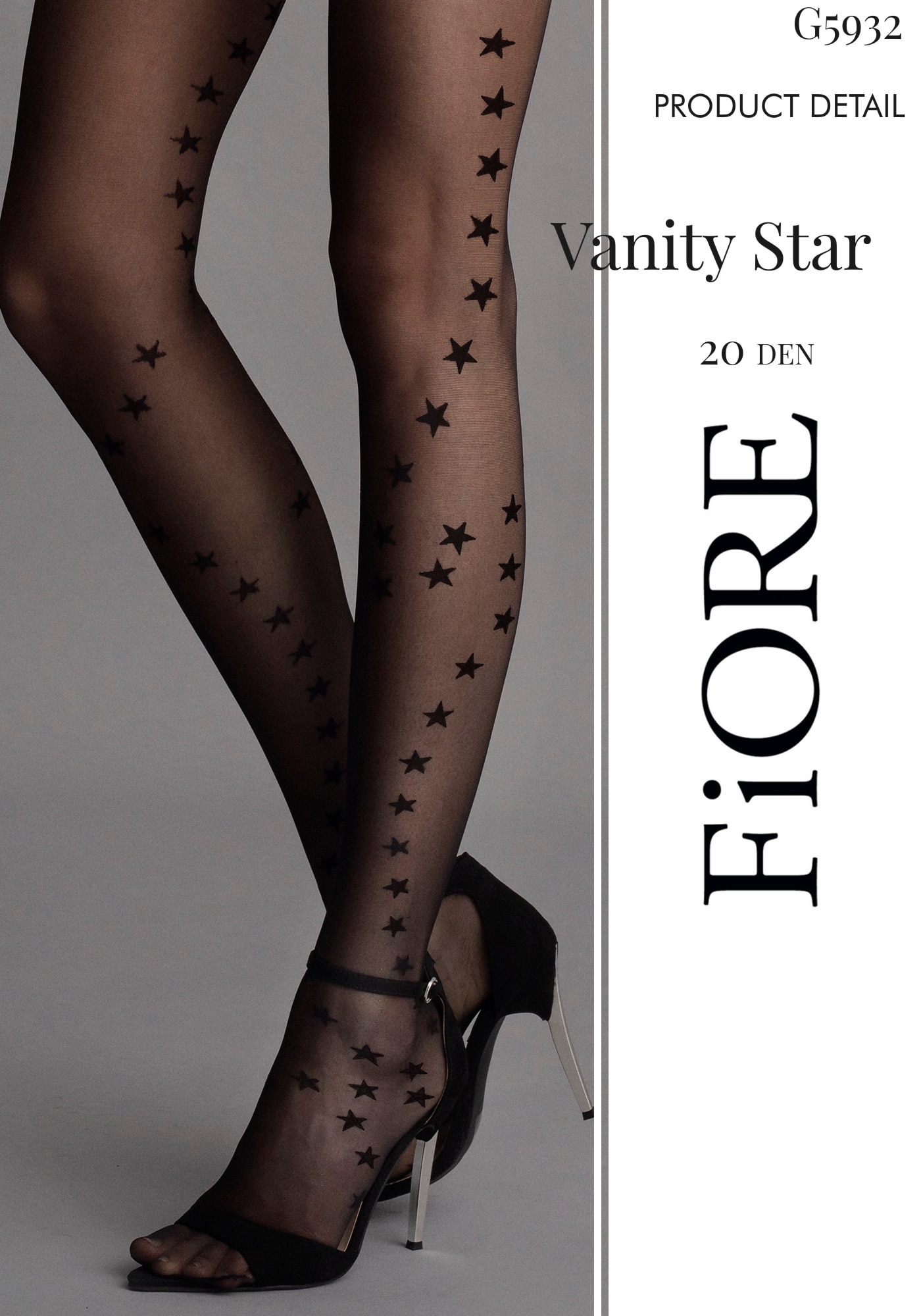 Ciorap FIORE Vanity Star 20 Den, Black, 3 - eMAG.ro