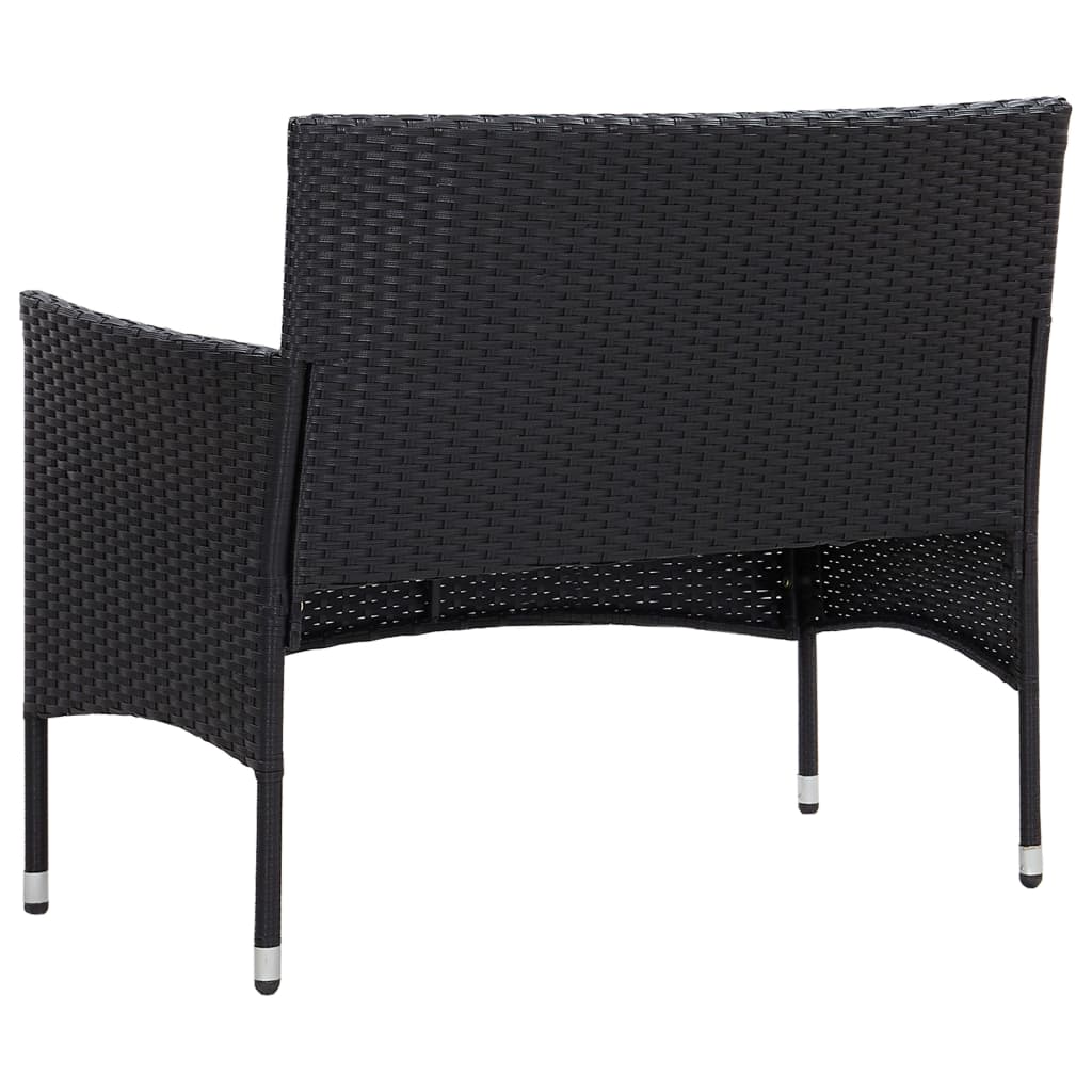 Set mobila gradina cu 4 piese vidaXL, Ratan, 103 x 58 x 81 cm Negru ...