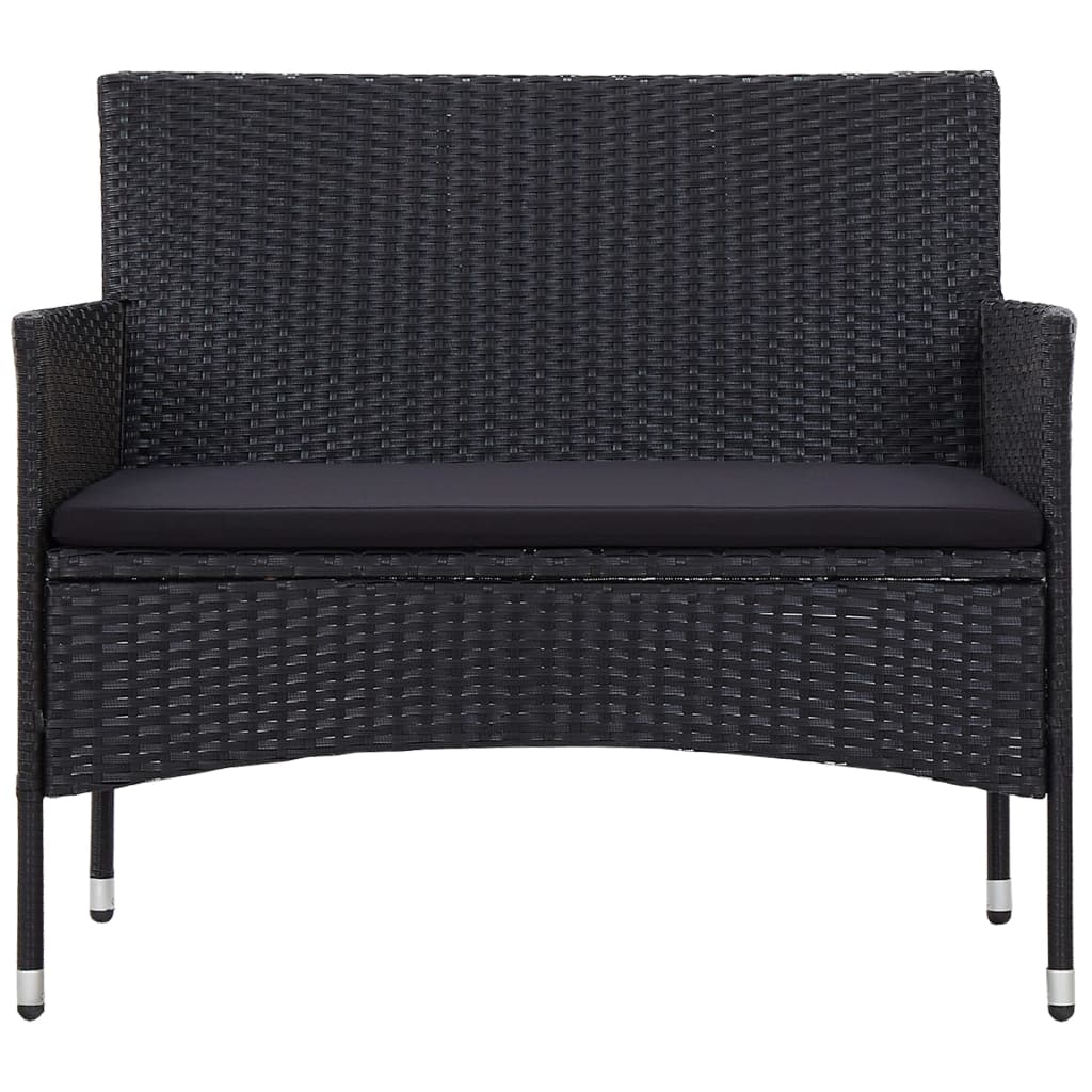 Set mobila gradina cu 4 piese vidaXL, Ratan, 103 x 58 x 81 cm Negru ...