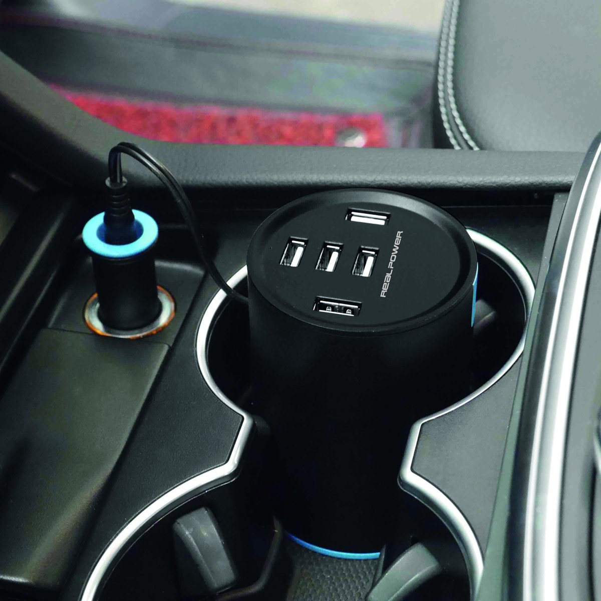 RealPower Car Charger Tube 6 зарядно за кола, 5 USB порта, черно ...
