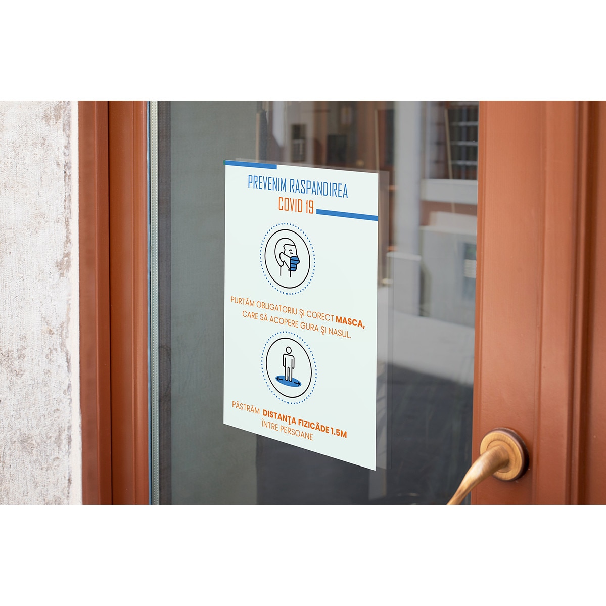 Afis autocolant Poarta masca si Pastreaza distanta, format A3 - eMAG.ro