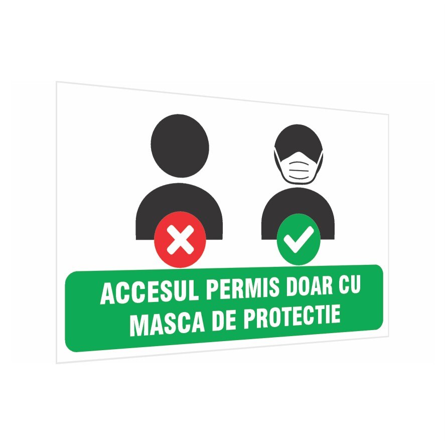 Indicator informare Covid-19 Accesul permis cu masca de protectie, pvc ...