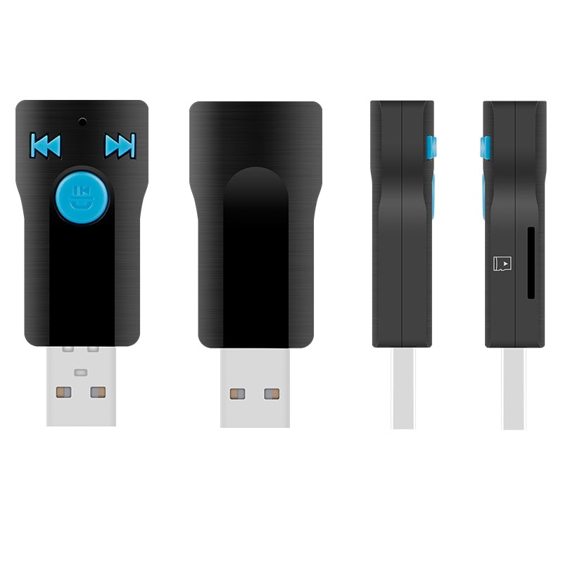 Adaptor Bluetooth audio USB Plug&Play cu microfon integrat si slot card ...