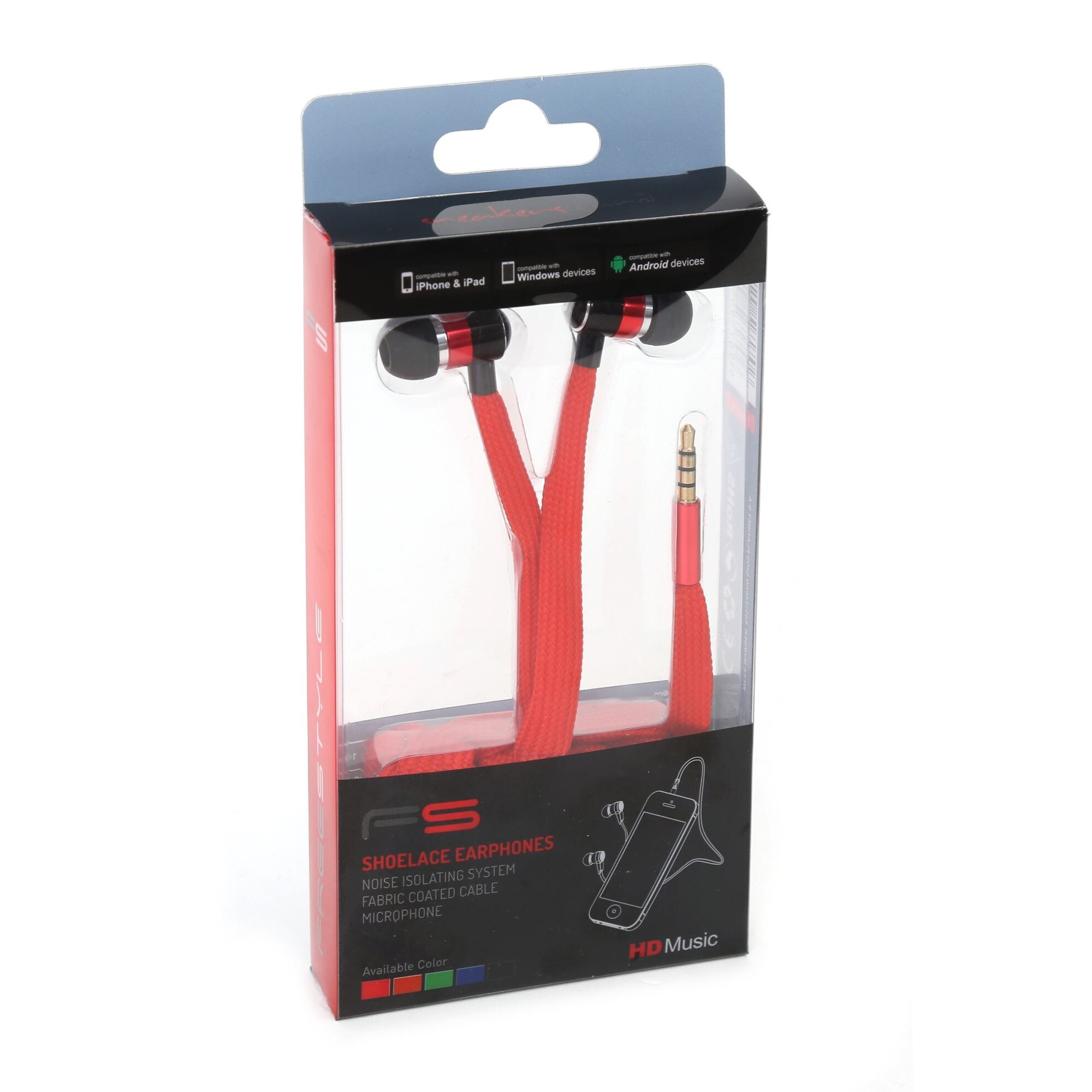 Casti in-ear cu microfon, Freestyle FH2112, cablu textil tip siret ...
