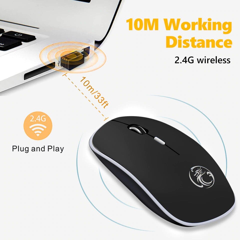 Mouse Silentios Techstar® iMice, Wireless, 1600 DPI, Ergonomic, Fara ...