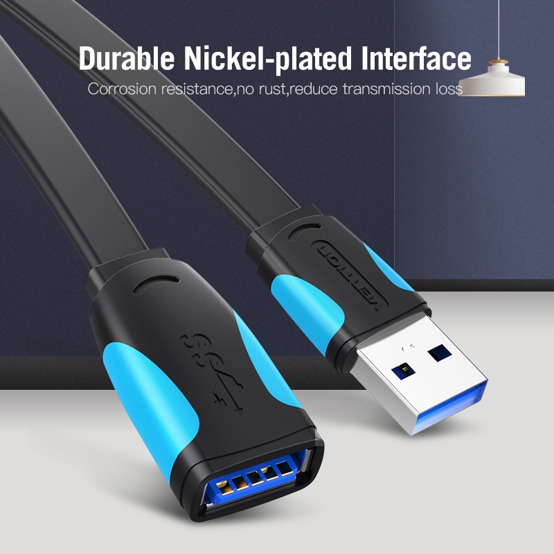 Cablul de extensie plat ,USB 3.0 Mama -USB 3.0 Tata ,3 metri,Vention ...