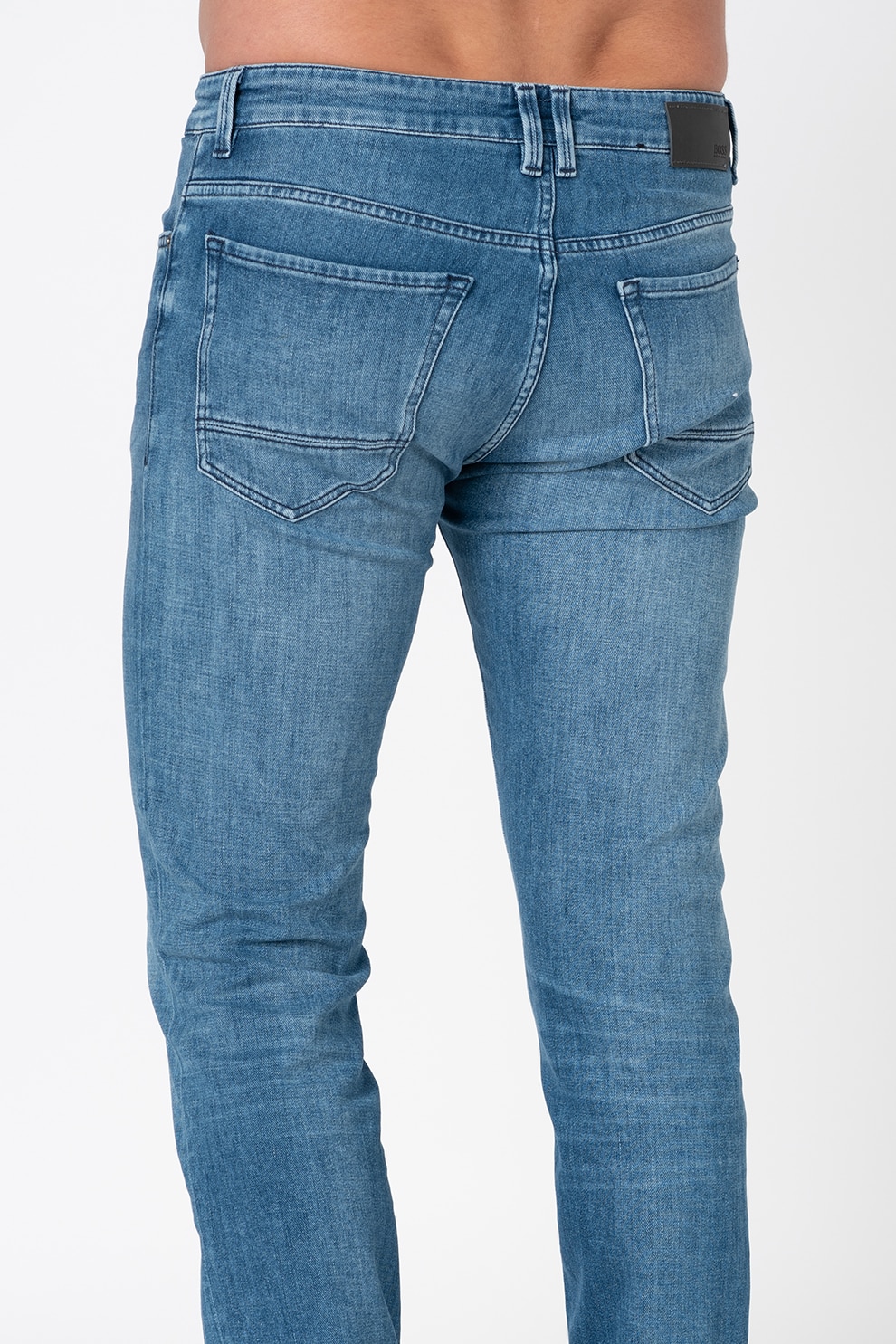 Boss Hugo Boss, Blugi cu aspect decolorat Maine, Albastru/Alb optic, 33 ...