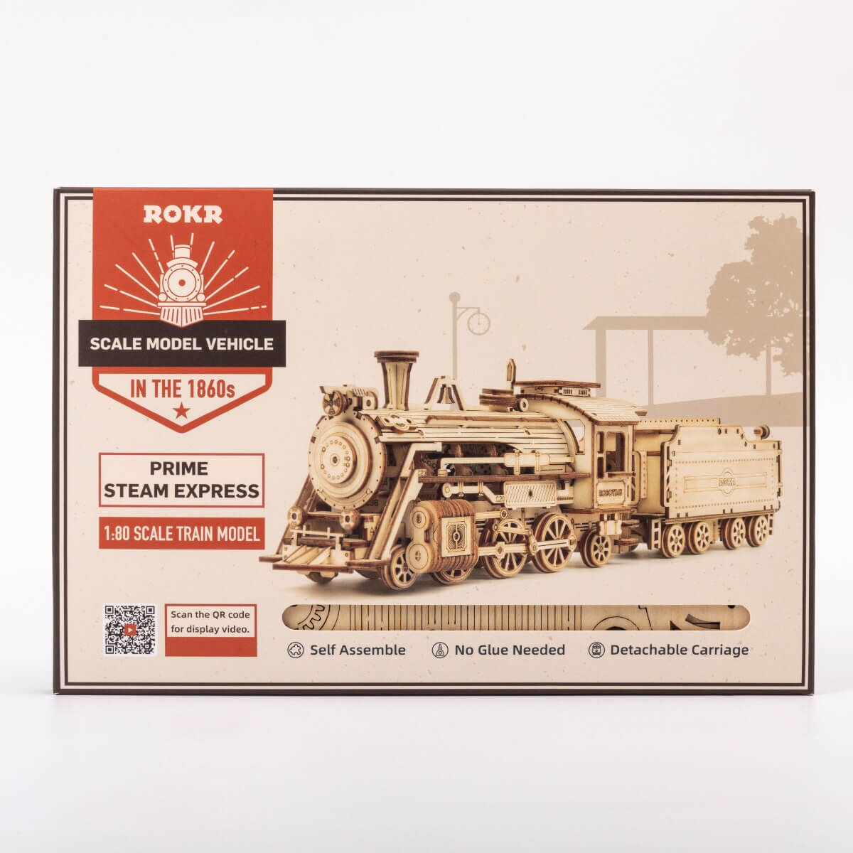 Puzzle 3D Locomotiva cu abur, ROBOTIME, Lemn, 308 piese - eMAG.ro