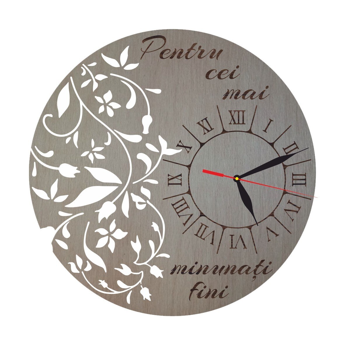 Ceas personalizat fini, Lemn, 40cm, CF005 - eMAG.ro