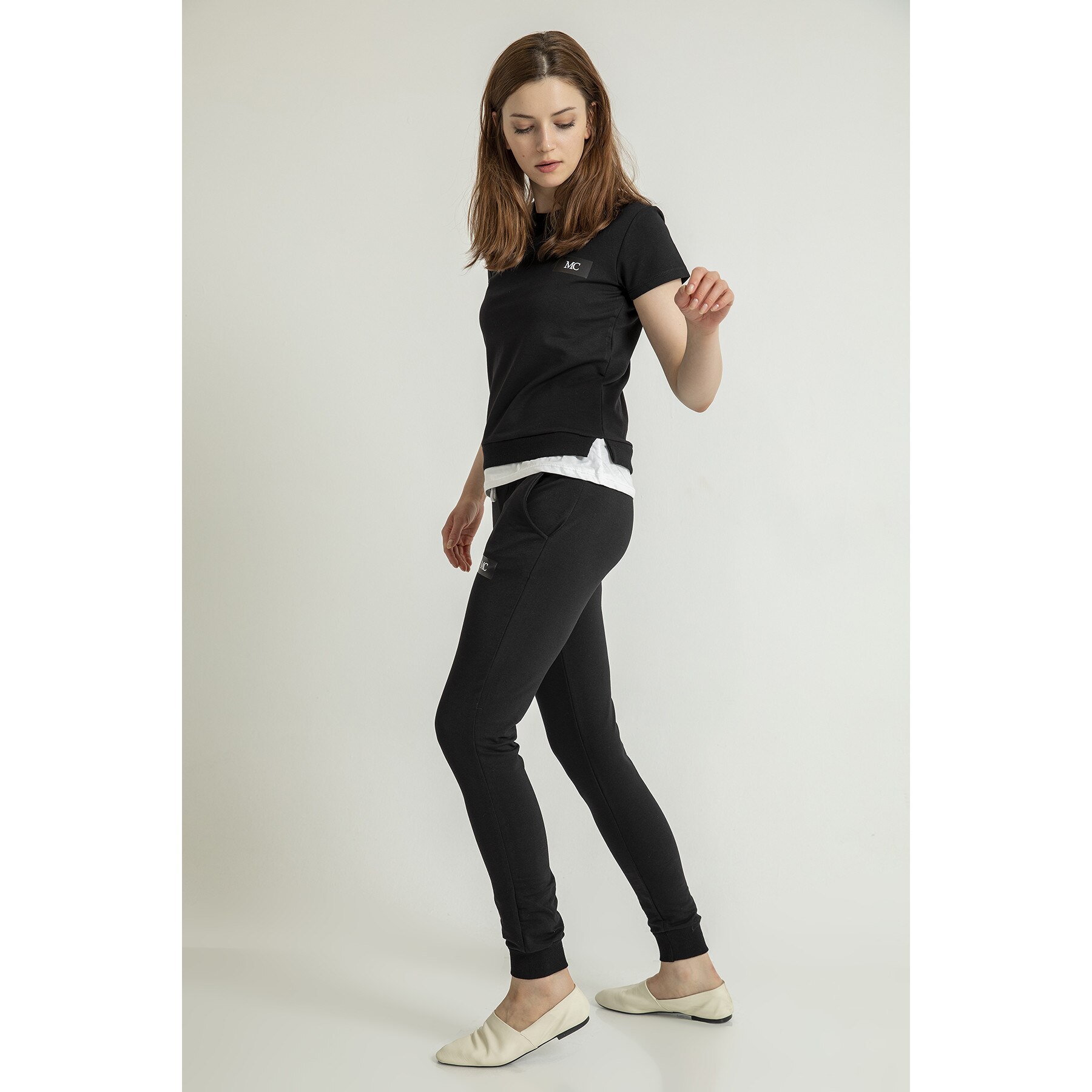 Trening Sunny, negru, maneca scurta, bumbac, S - eMAG.ro