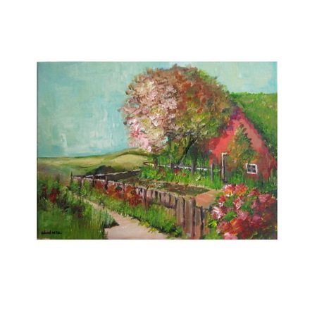 Tablou Primavara in sat, WALL PAINTING AND DECOR, pictat manual ...