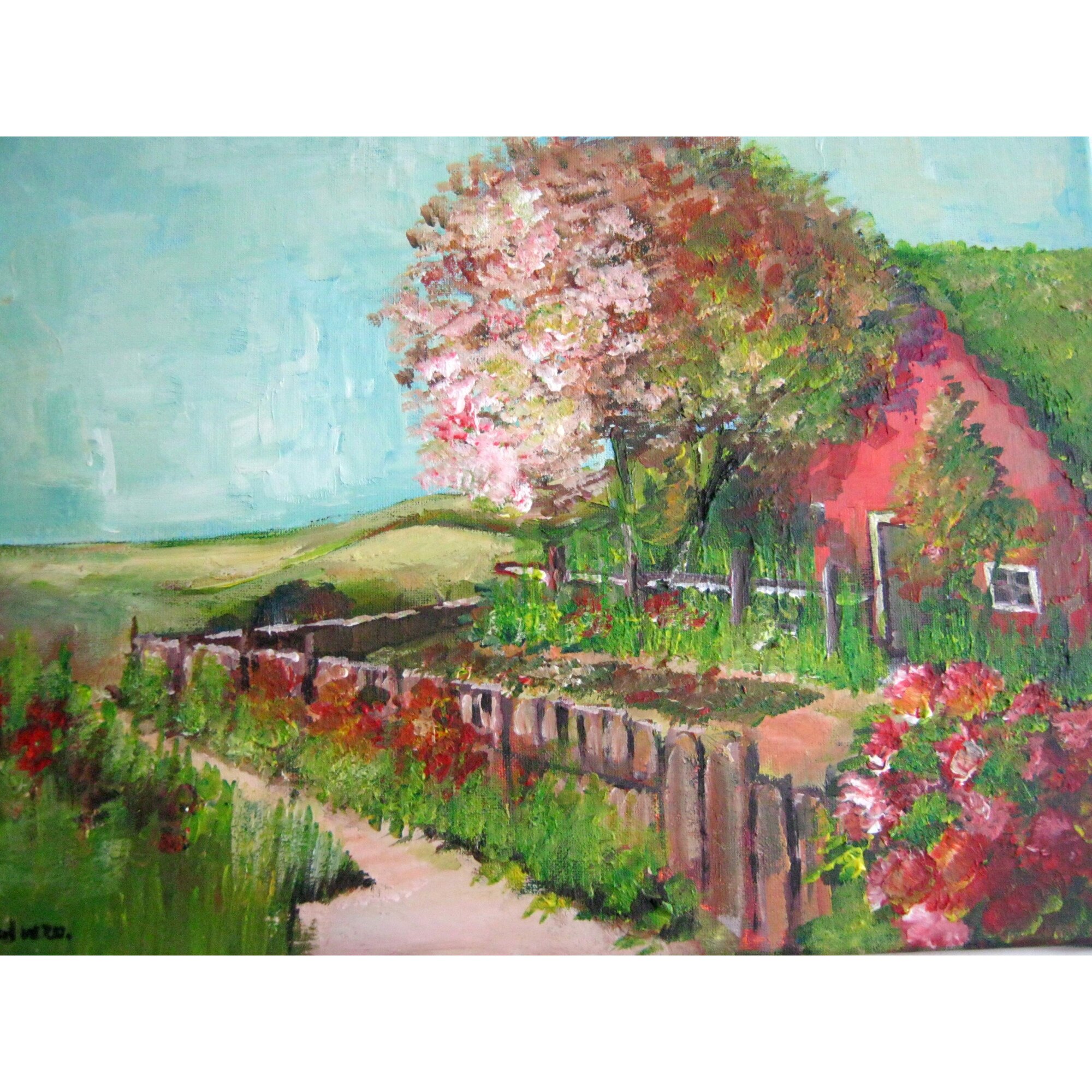 Tablou Primavara in sat, WALL PAINTING AND DECOR, pictat manual ...