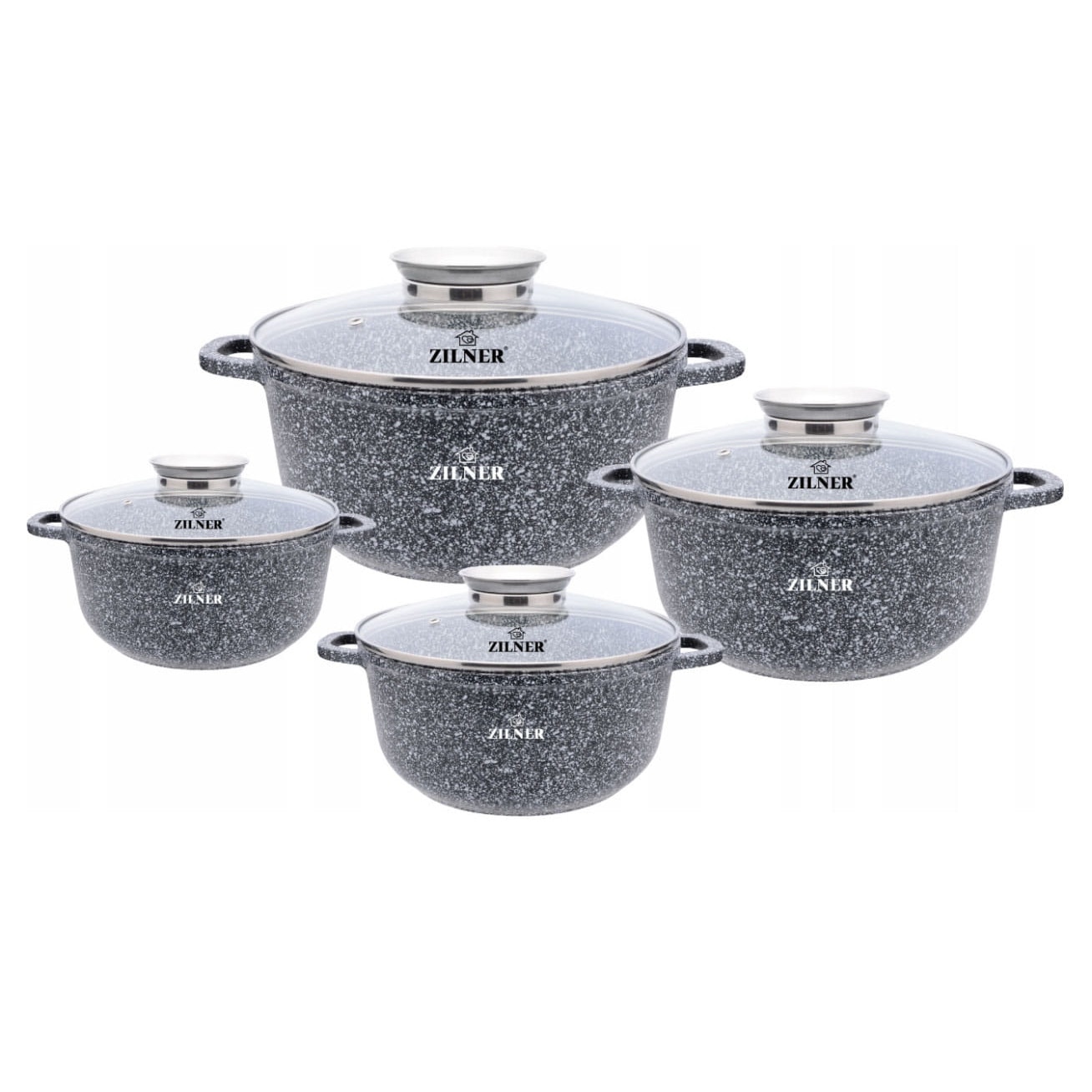 Set 4 oale, Zilner, 16/20/24/28cm, Gri - eMAG.ro