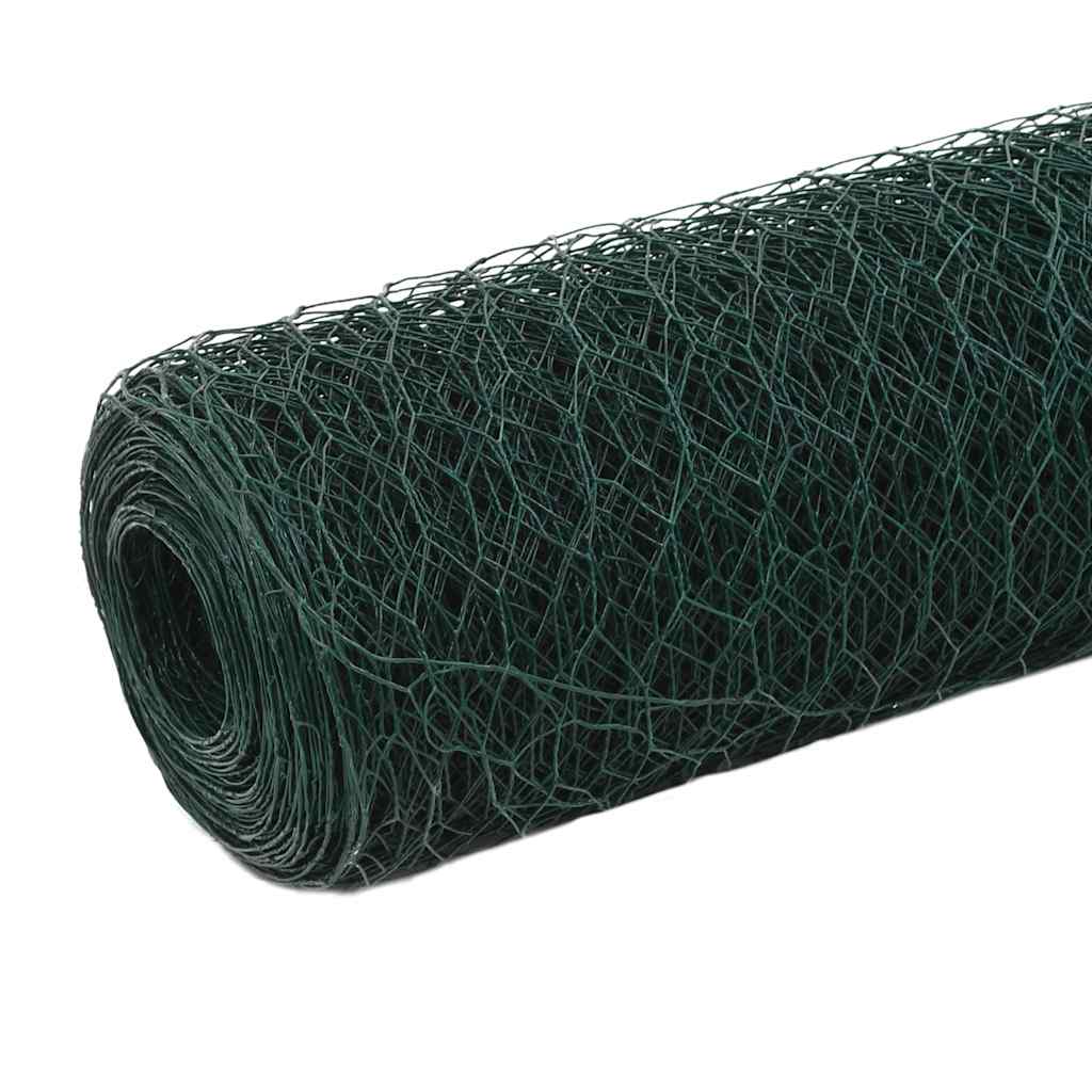 Plasa de sarma gaini vidaXL, verde, 25 x 1,5 m, otel cu invelis PVC 6.1 ...