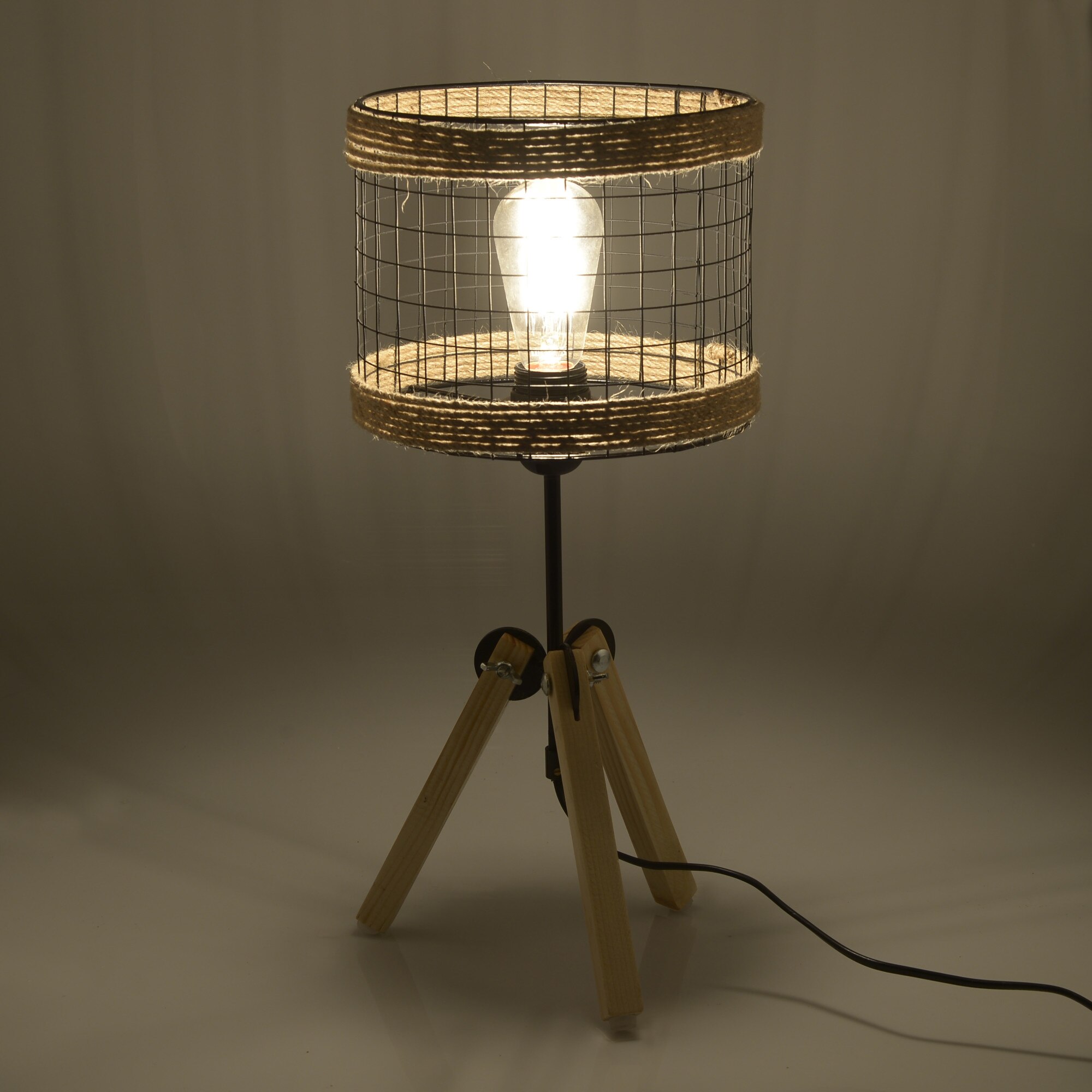 Veioza Click, Lemn, Natur/Negru, D22Χ50 cm - eMAG.ro