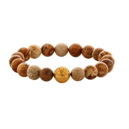 Bratara semipretioasa din Picture Jasper cu bijuterie placata cu aur de ...