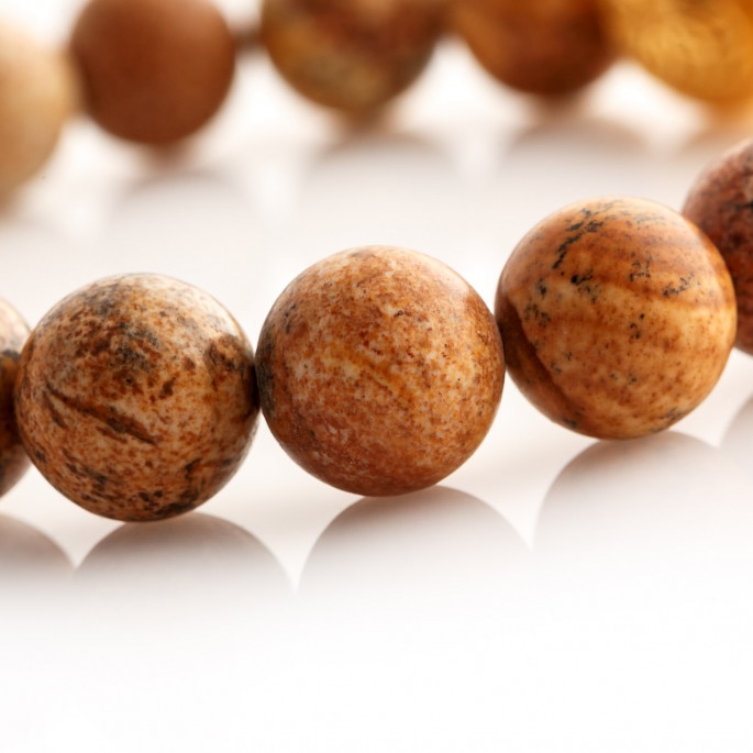 Bratara semipretioasa din Picture Jasper cu bijuterie placata cu aur de ...