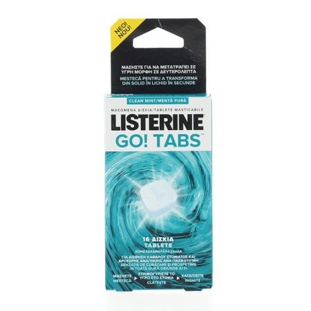 Tablete masticabile fara zahar Listerine Go! Tabs Clean Mint, 16 bucati ...