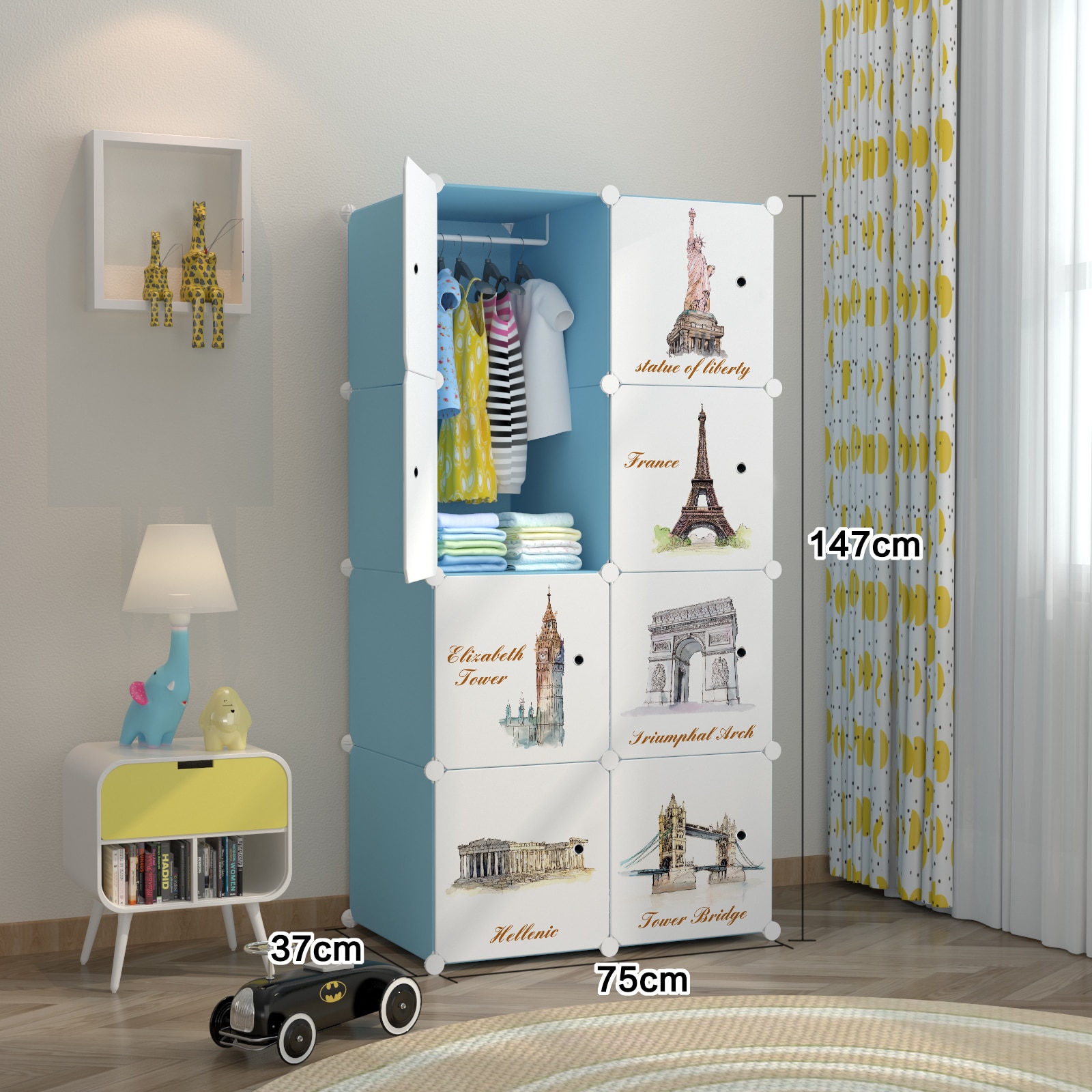 Dulap modular din plastic cu schelet metalic, D2690B, culoare Albastru ...