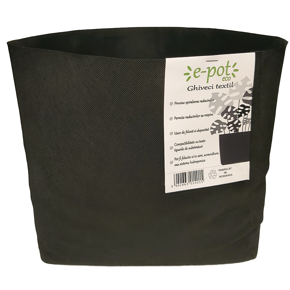 Ghiveci Textil e-pot eco, 25 litri, Negru - eMAG.ro