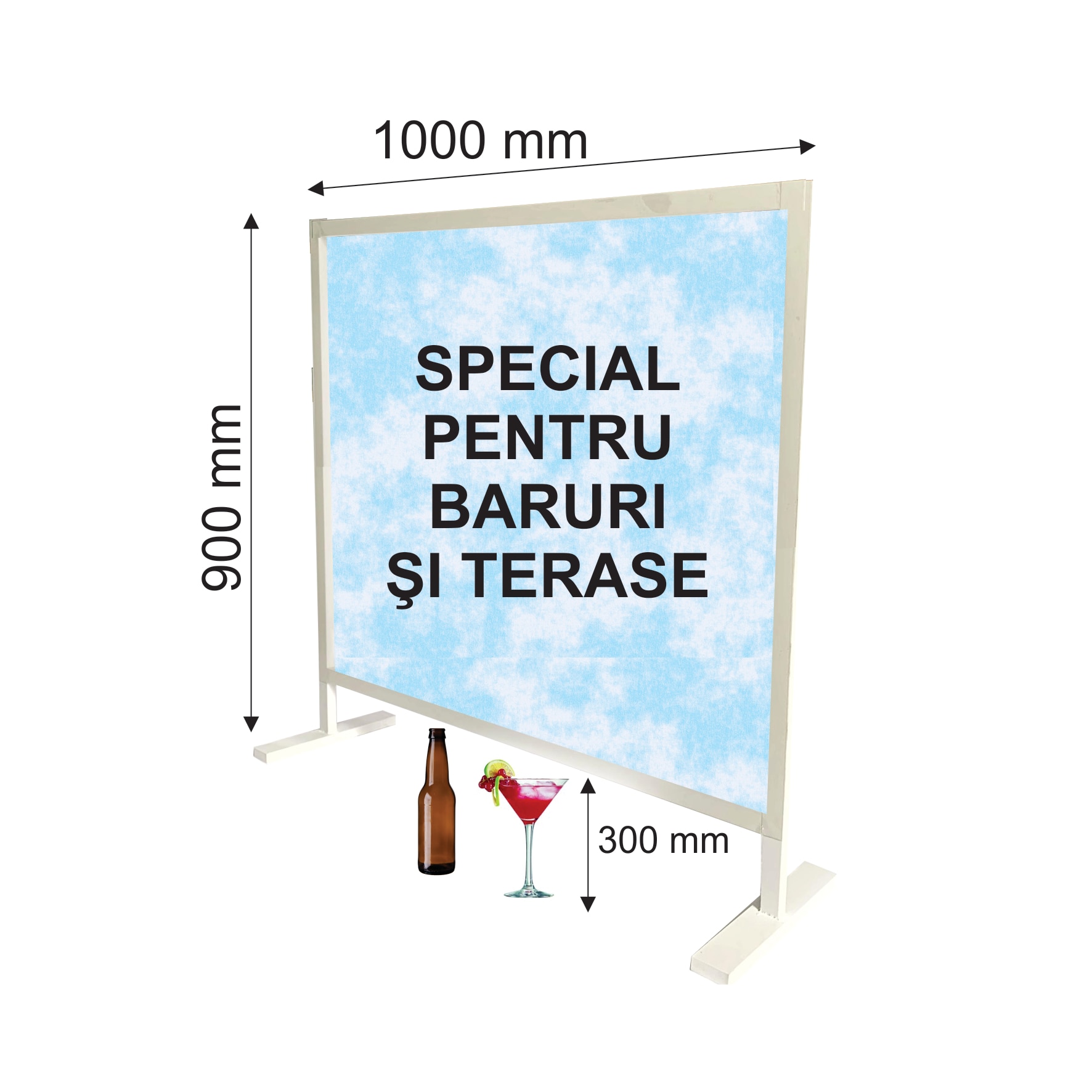 Paravan protectie transparent pentru baruri si terase, lungime 100 cm ...