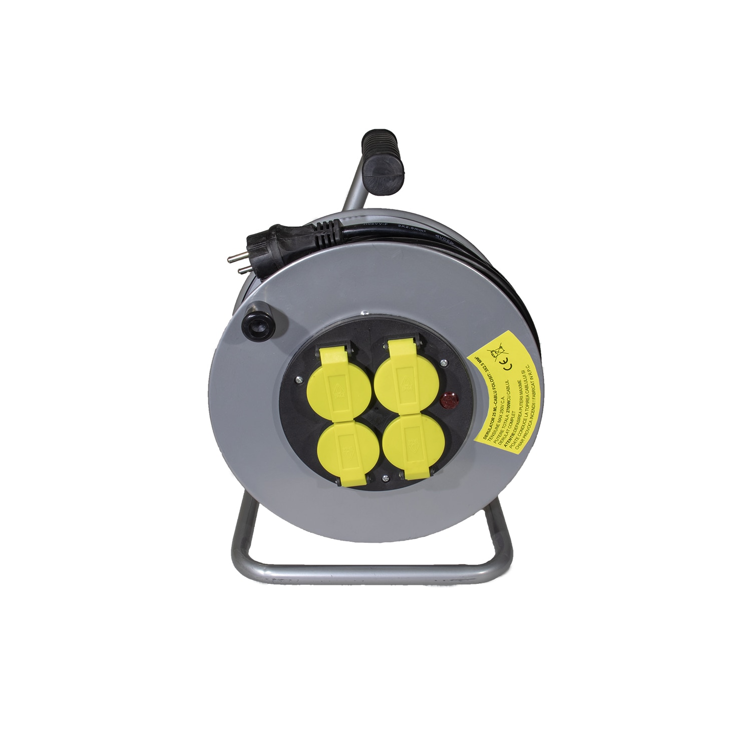 Derulator prelungitor electric 25 M pe tambur metalic 3x2.5mm, 4 prize ...