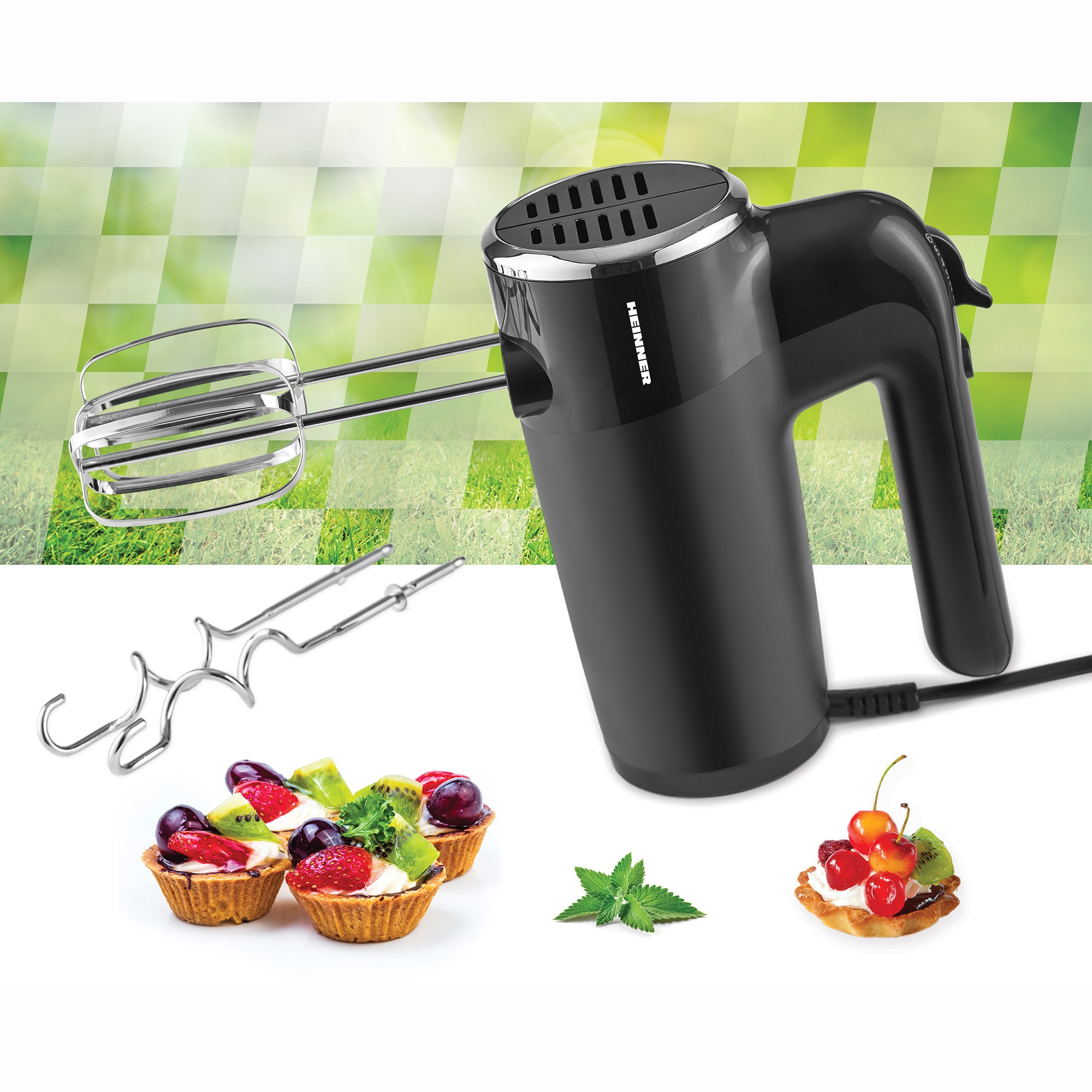 Mixer de mana Heinner HM-300BK, 300W, 6 viteze+turbo, 2 seturi ...