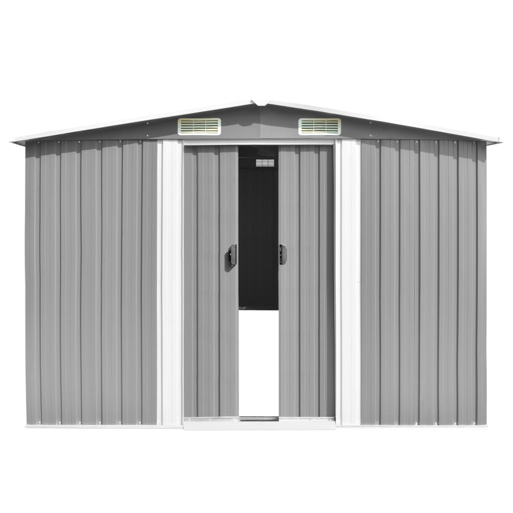 Magazie de gradina 257 x 580 x 181 cm, metal, gri, Securitate buna ...