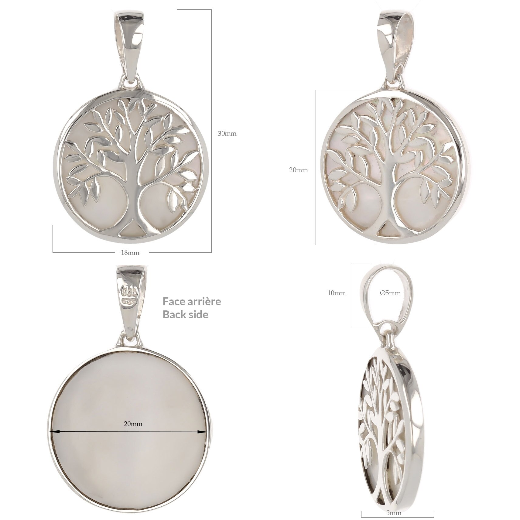 Pandantiv copacul coaja alba albhe argint rodiu - eMAG.ro