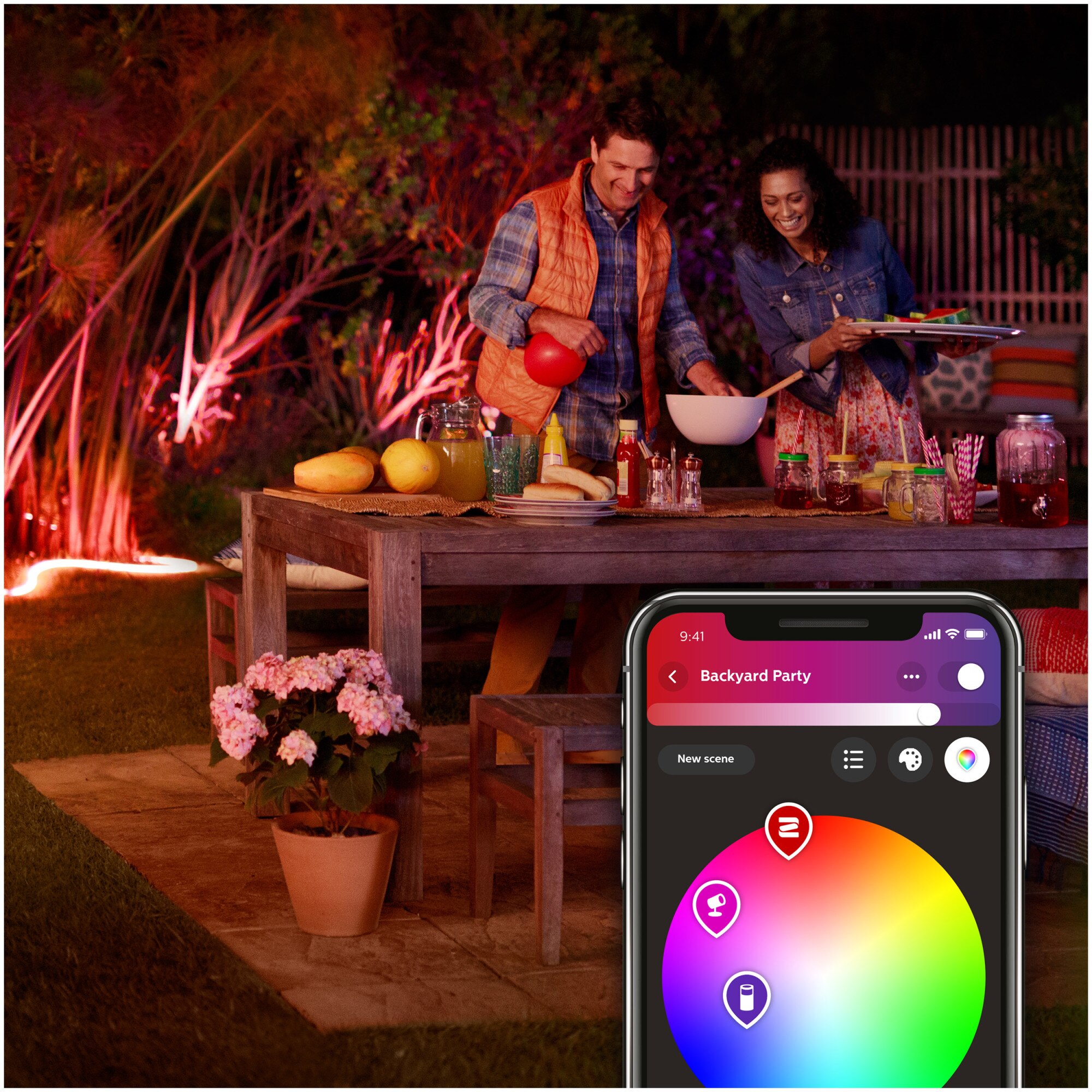Banda LED RGBW pentru exterior Philips Hue, 37.5W, ZigBee Light Link ...