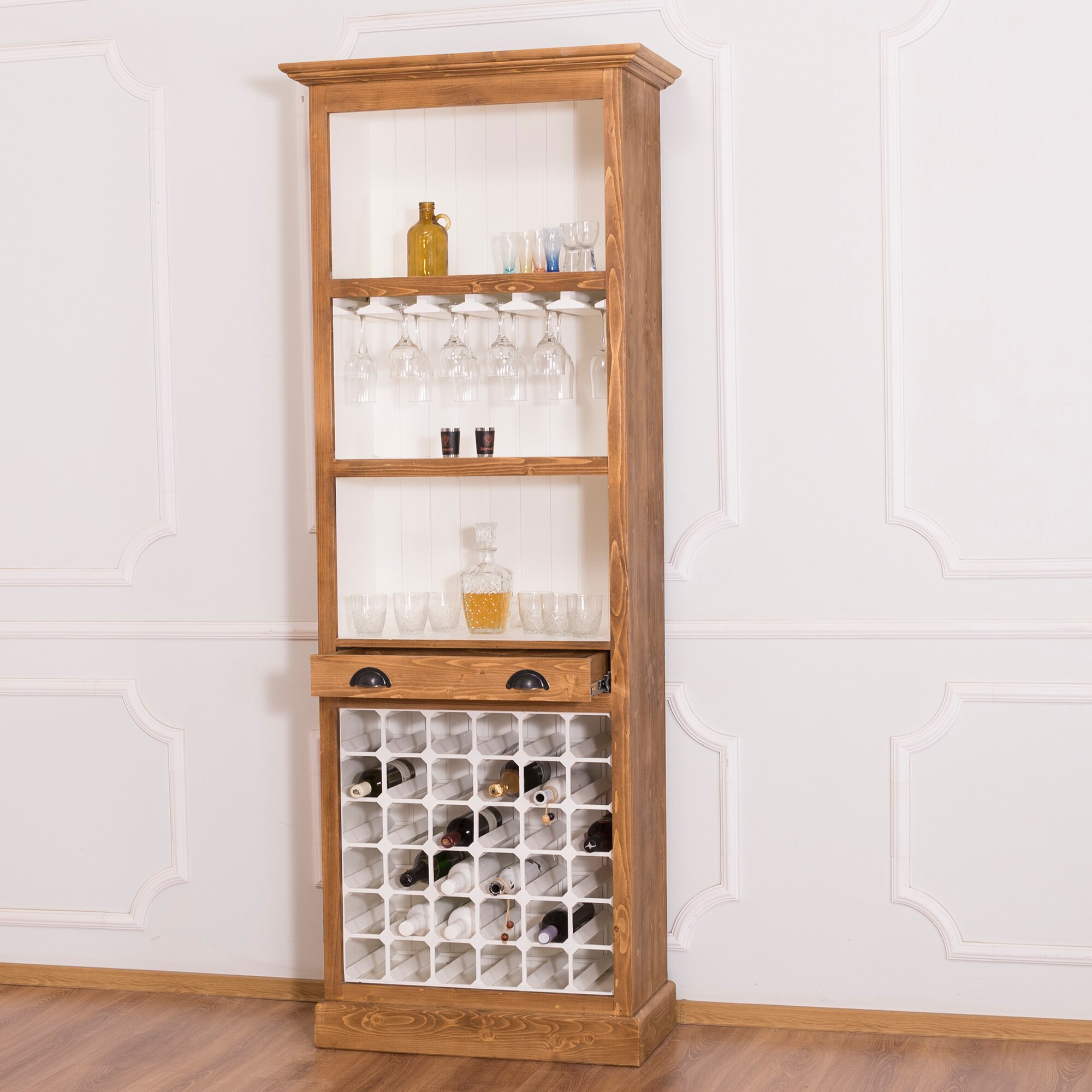 Mobila bar Szel-Mob cu suport sticle, sertar cu sine, culoare exterior ...