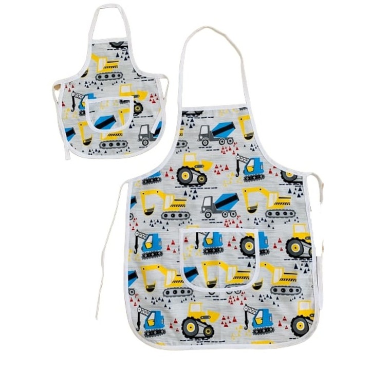 Set 2 sorturi de bucatarie, PARASHKEVOVI, mama-fiica, escavator,tractor ...