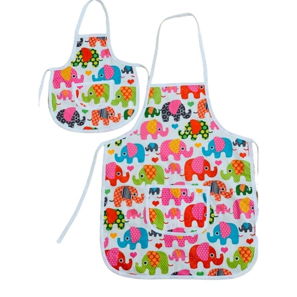 Set 2 sorturi de bucatarie, PARASHKEVOVI, mama-fiica, elefanti colorati ...