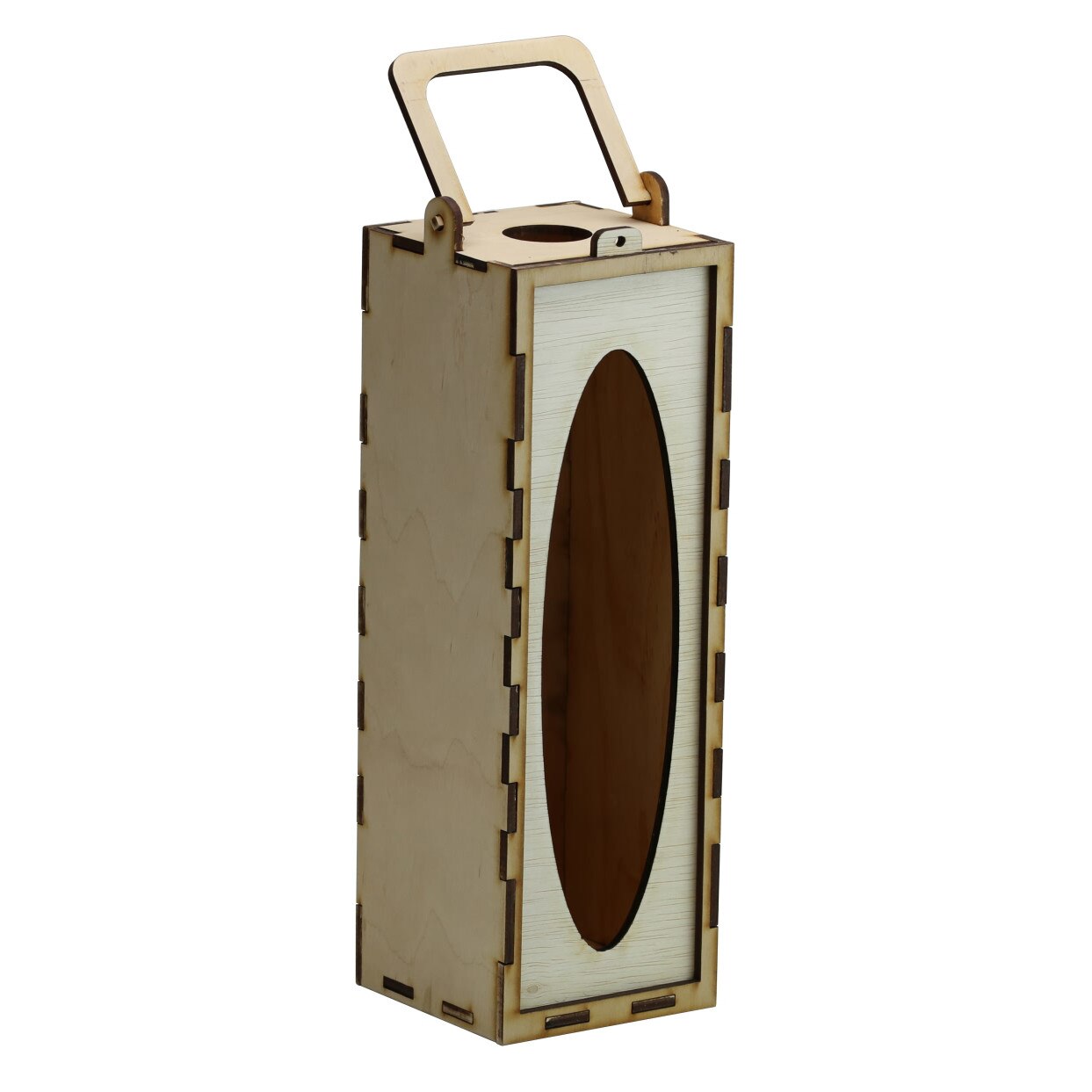 Cutie sticla de vin OnemisFlot, oval, lemn natur, 9.5 x 9.5 x 28.5 cm ...