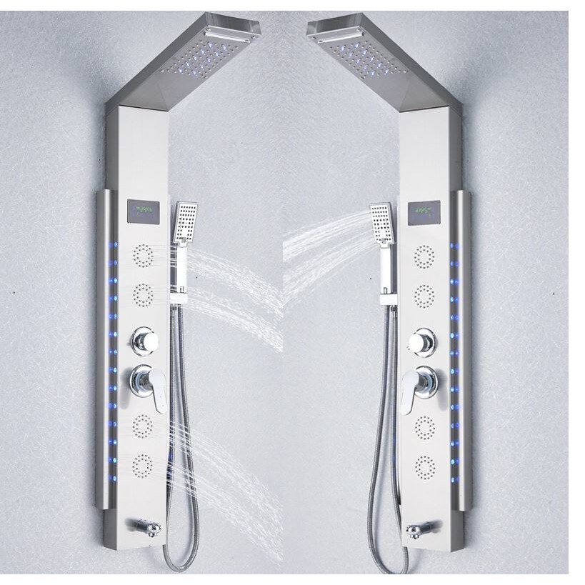 Panel de Dus Multifunctional cu LED,AquaSpa,Gri, efect de ploaie,sistem ...