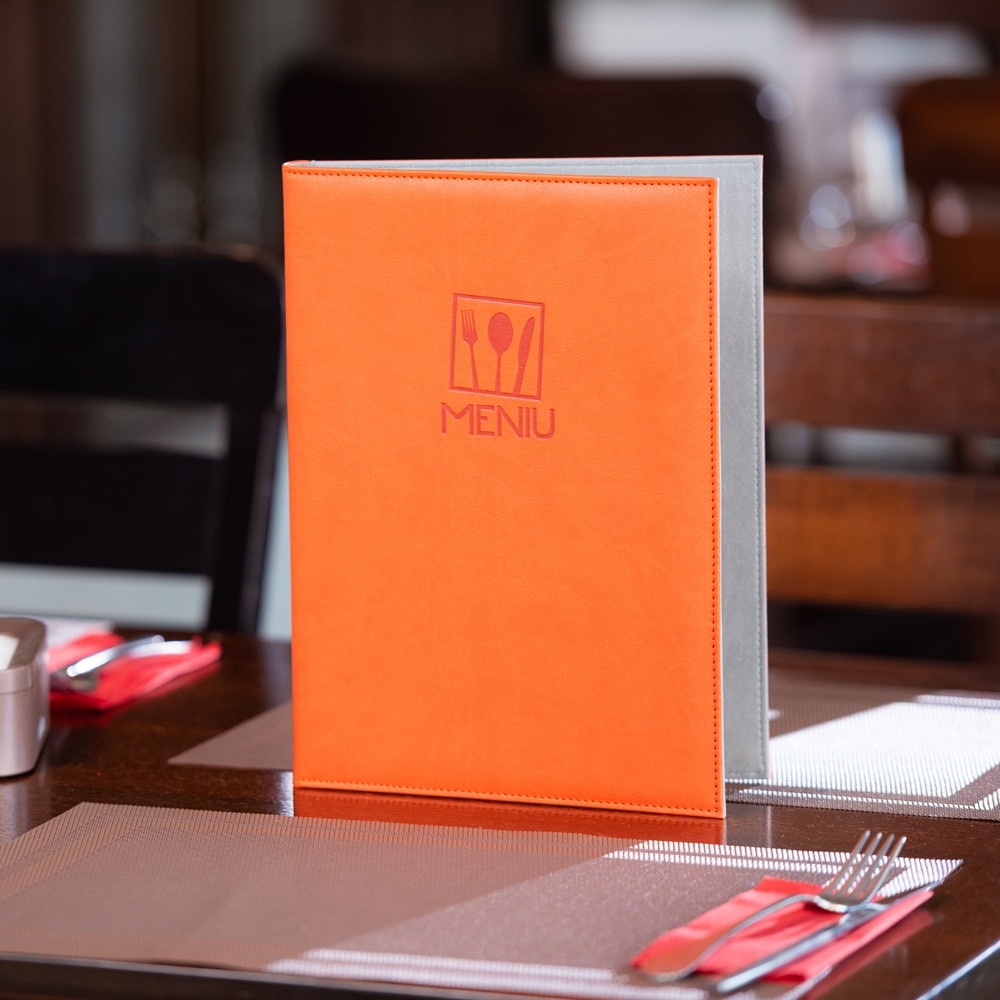 Mapa meniu A4+, LeatherLike, piele PU interior/exterior, lavabila ...