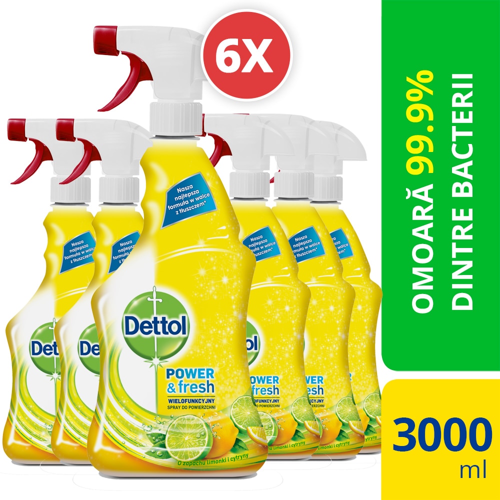 Pachet Dettol 6 x Spray dezinfectant multifunctional Lemon 500 ml - eMAG.ro Pachet Dettol 6 x Spray dezinfectant multifunctional Lemon 500 ml - eMAG.ro