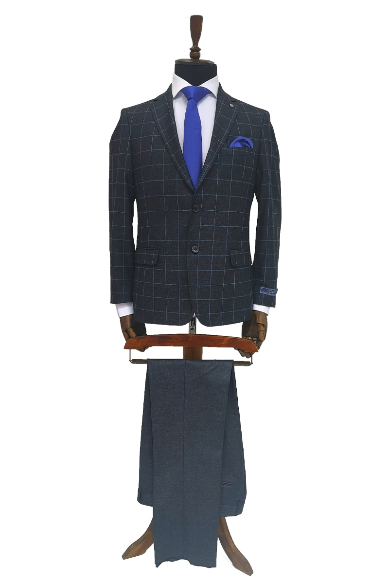 Costum clasic talia 2 gri inchis in carouri Michael 50 EU - eMAG.ro