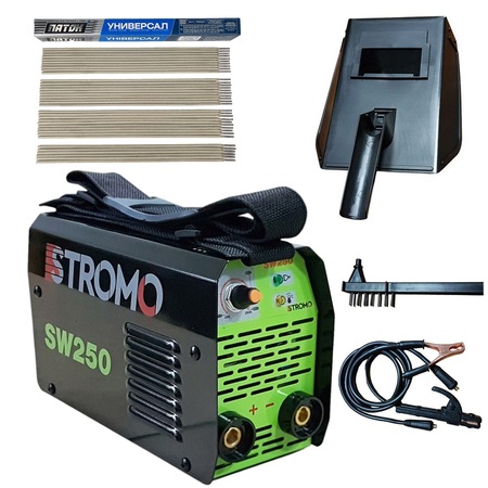 Set complet Invertor STROMO SW-250A + Electrozi Paton 3mm + Masca + toate accesoriile incluse ...