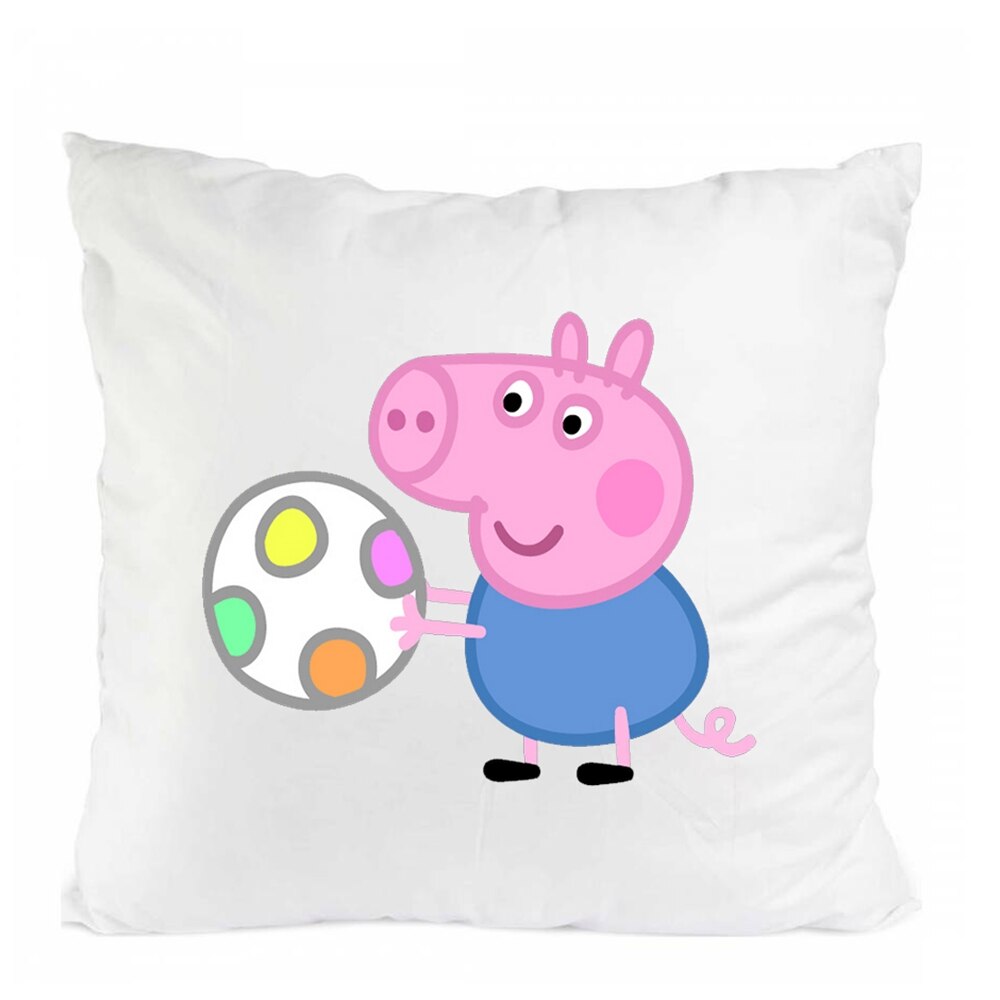 Perna personalizata copii PEPPA PIG, Poliester, Alb, 40 x 40 cm - eMAG.ro